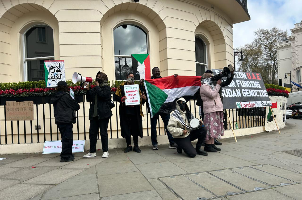 Sudan activists rally outside UAE embassy in London as genocide case opens at ICJ - Dabanga ...